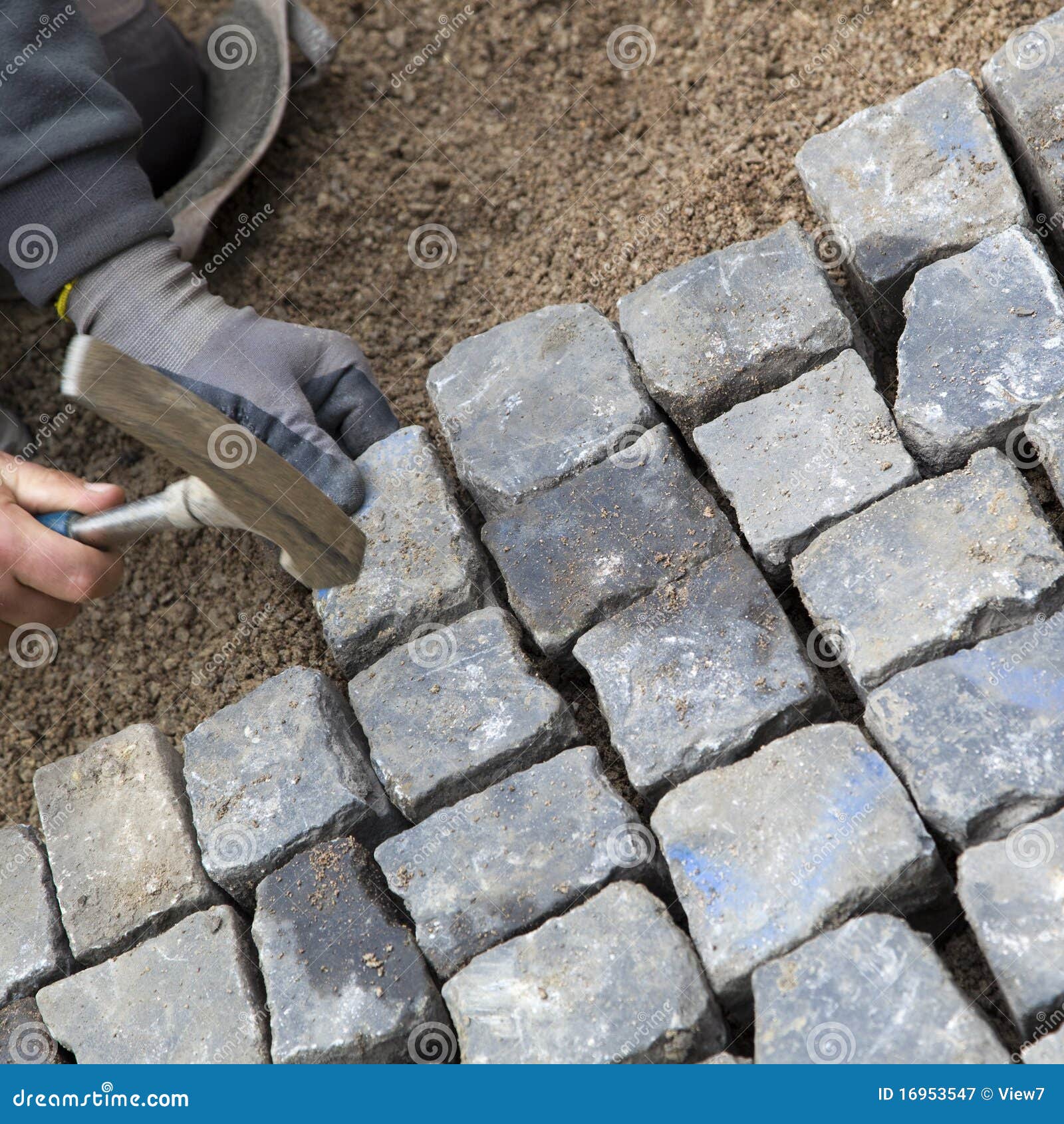 Cobblestone Street Repair stock image. Image of fabricate - 16953547