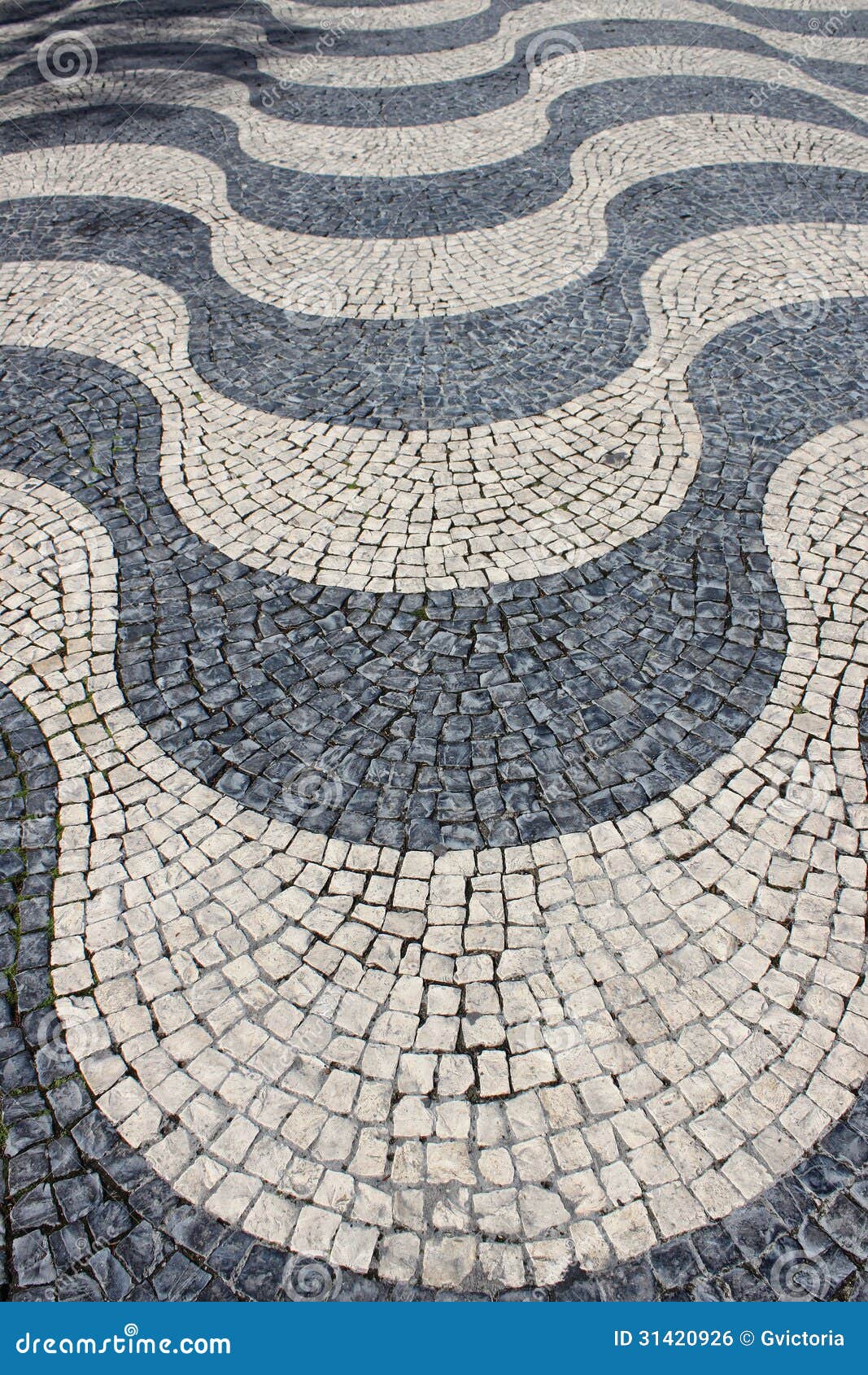 Cobblestone Wave Design Pavement in Square Stock Photo - Image of ...