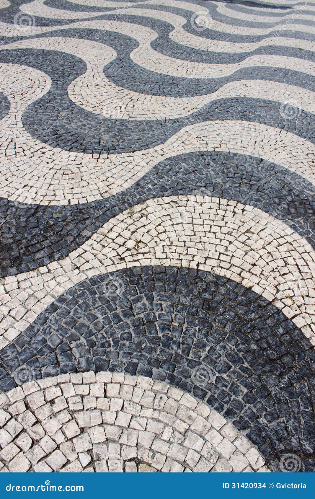 Cobblestone Wave Design Pavement in Square Stock Photo - Image of ...