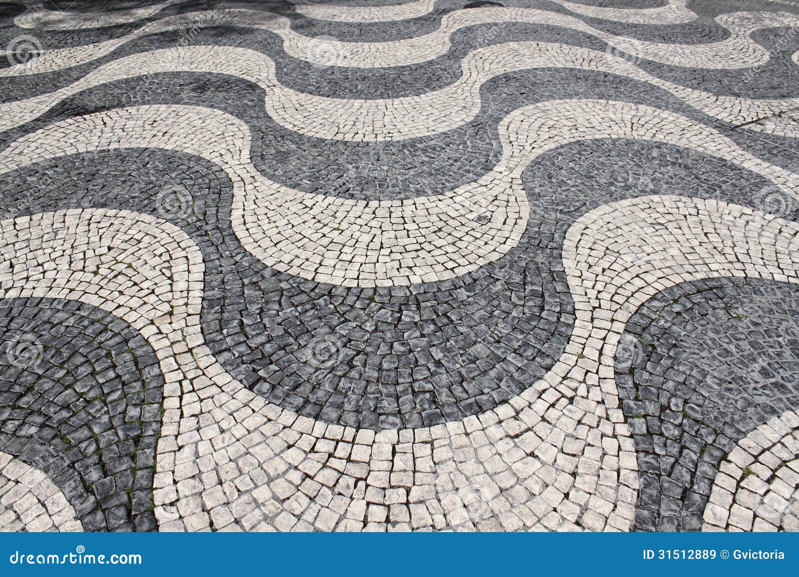 Cobblestone Wave Design Pavement in Square Stock Image - Image of wavy ...