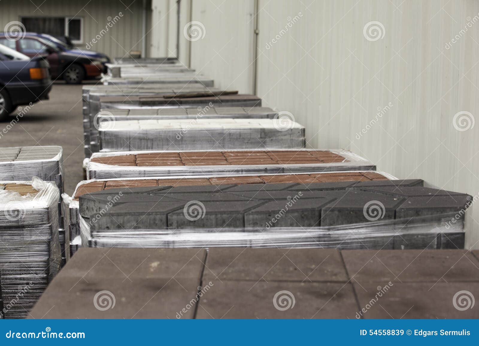 Cobblestone Wrapped in Plastic Paving on Wooden Pallets Stock Image ...