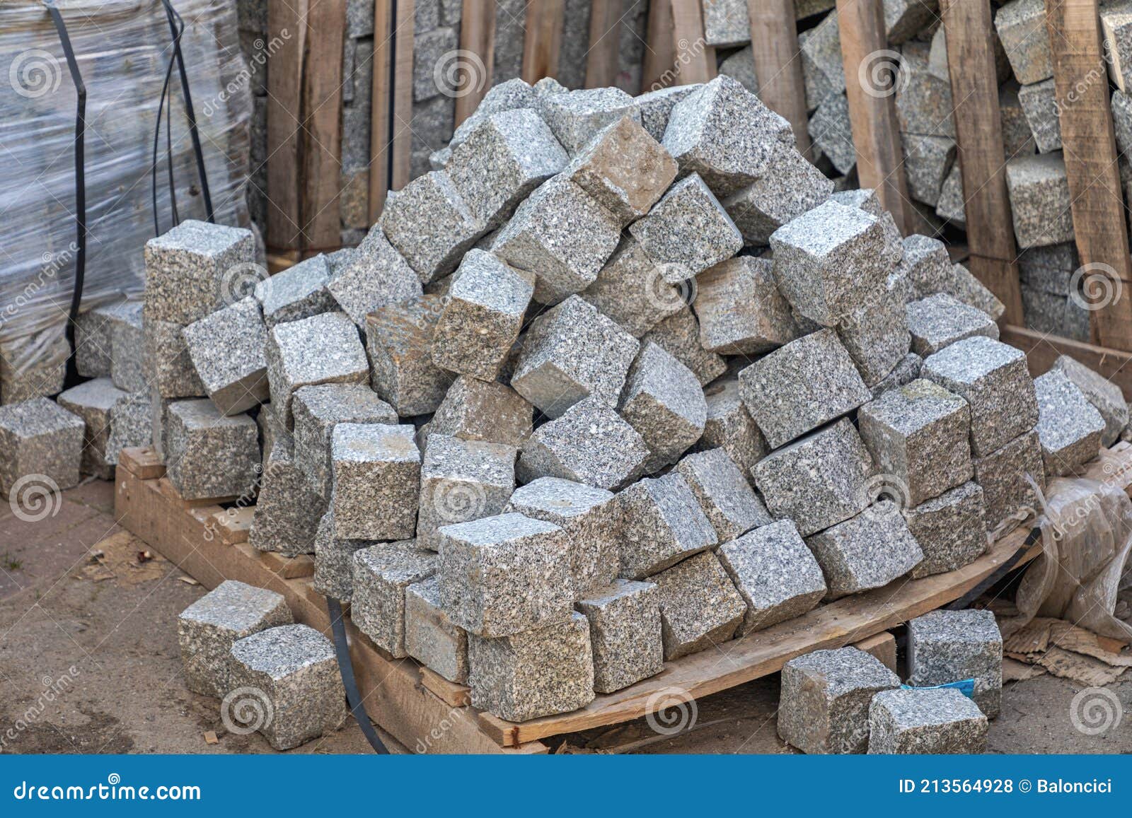 Cobblestones Pallet stock photo. Image of cobblestones - 213564928