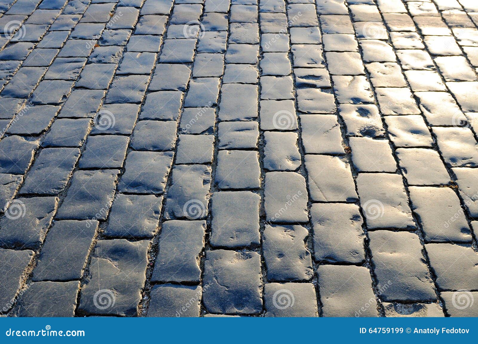 Cobblestones Pavement with Polished Surface Stock Image - Image of ...