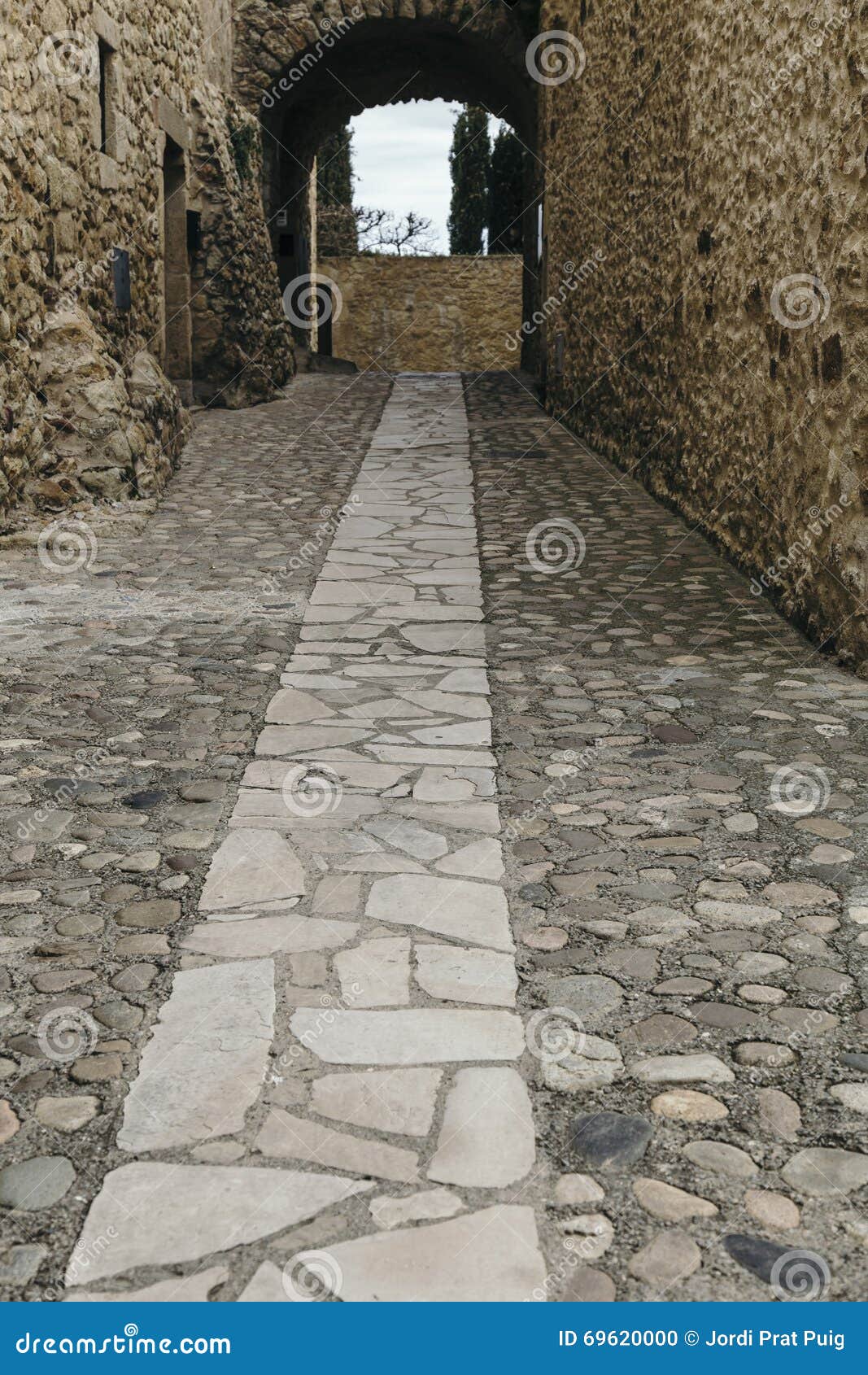 Cobblestones Straight Path Medieval Street Stock Photo - Image of rural ...