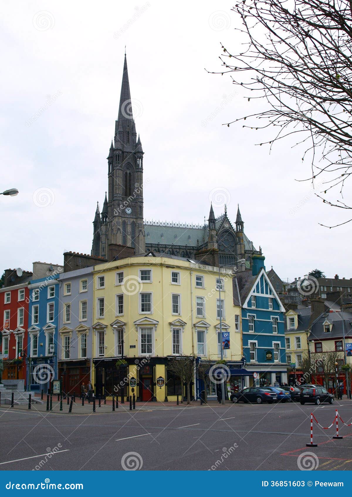 Colourful Cobh Buildings and Cathedral Spire, Cobh, Ireland Editorial ...