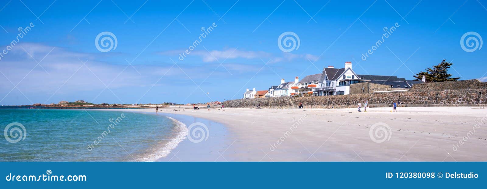 Cobo Beach Panoramic Landscape, Guernsey Stock Photo - Image of ...