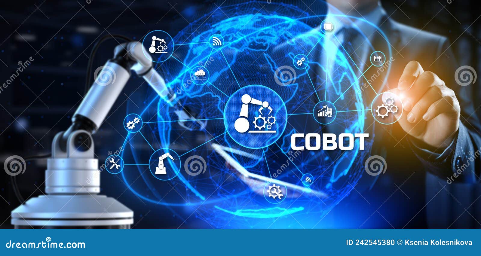 Cobot Collaborative Robot Arm 3d Render. Industrial Automation ... Cobot Collaborative Robot Arm 3d Render. Industrial Automation ...