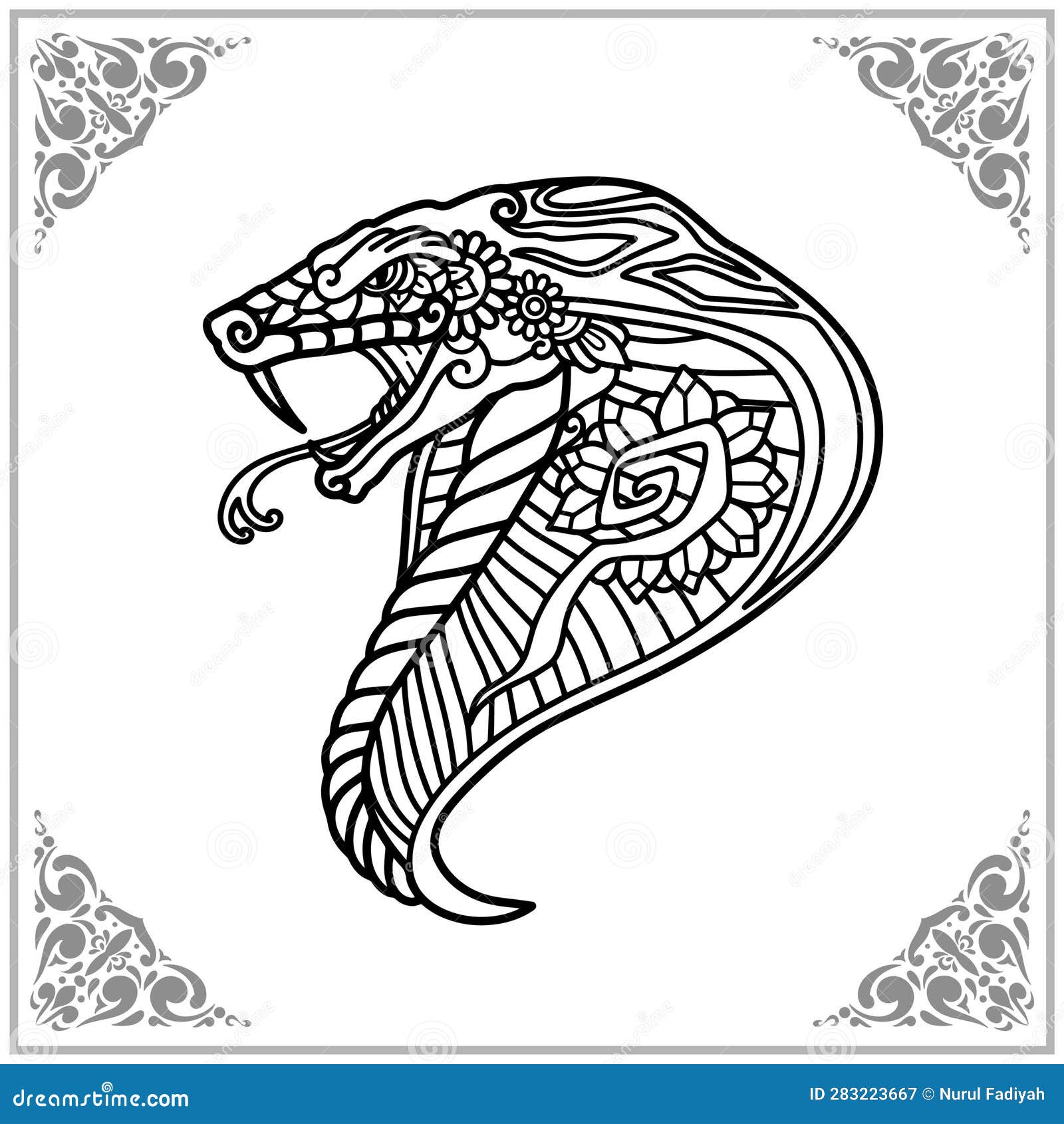 Cobra Zentangle. Ethnic Ornament Of The Snake. For Tattoo Design, Anti ...