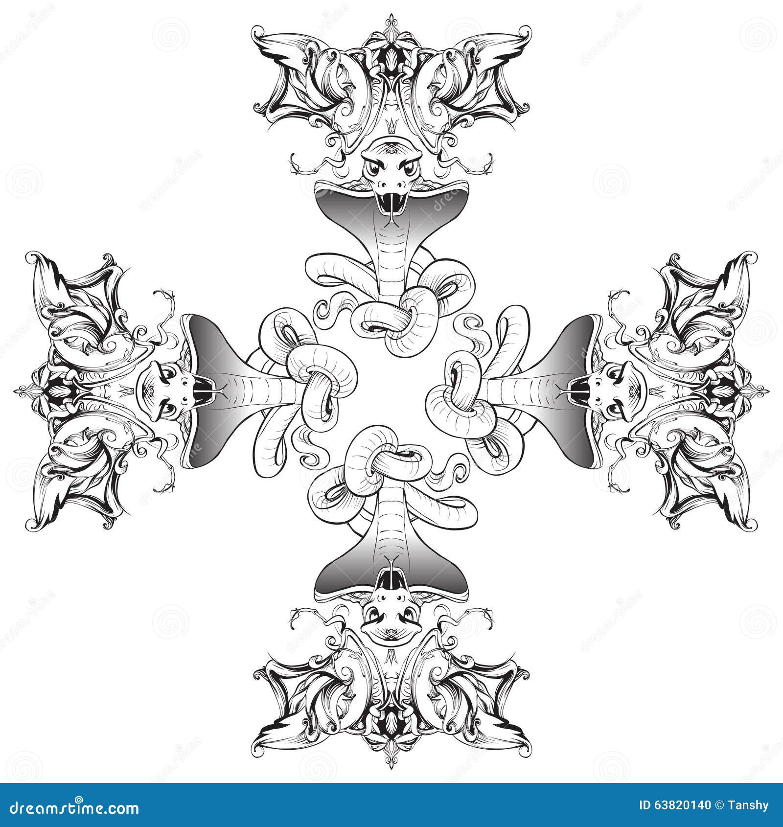 Cobra Snake Bared Teeth Template Vector Stock Vector - Illustration of ...