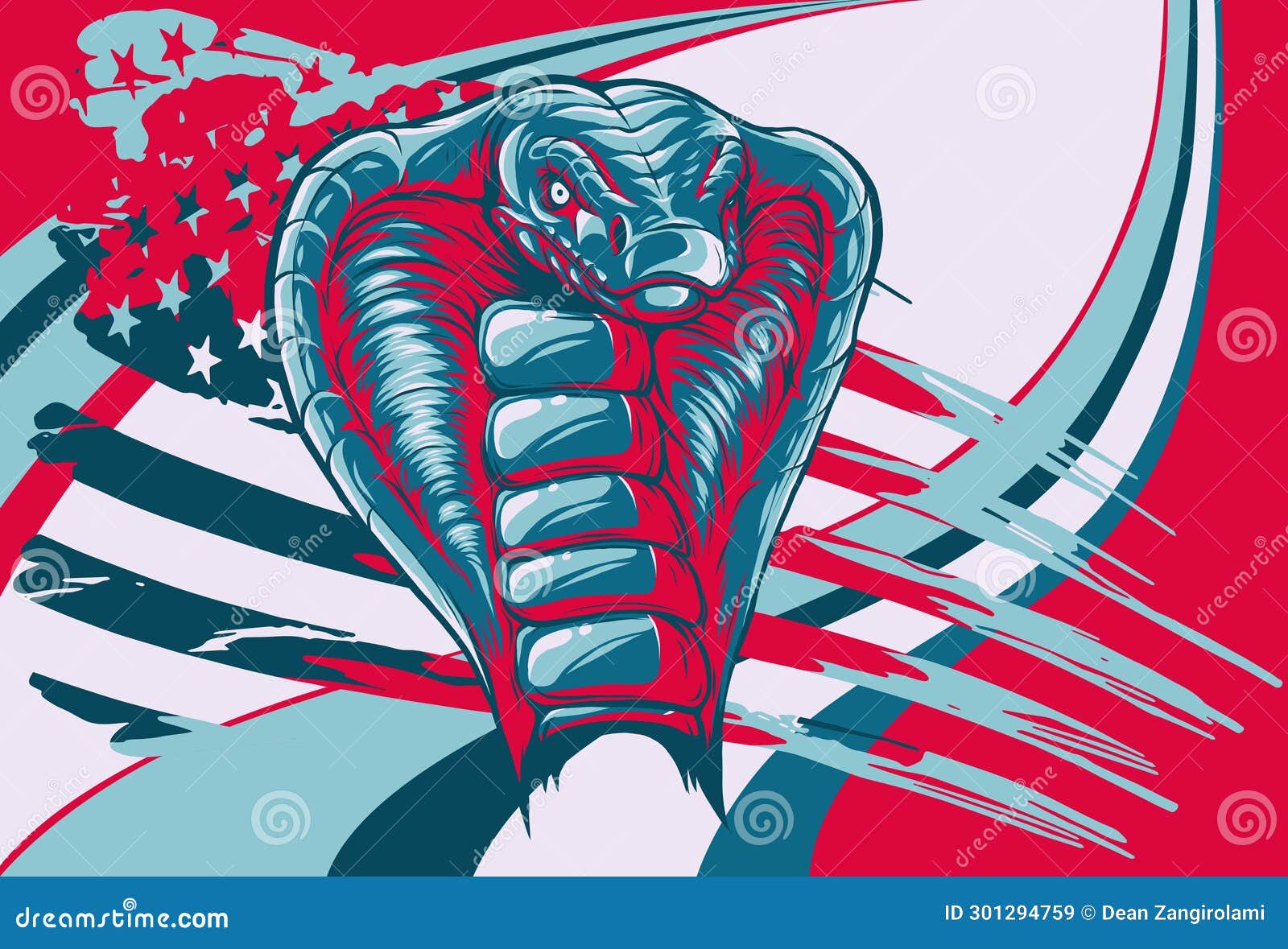 Cobra Snake Mascot with American Flag on White Background Stock Vector ...