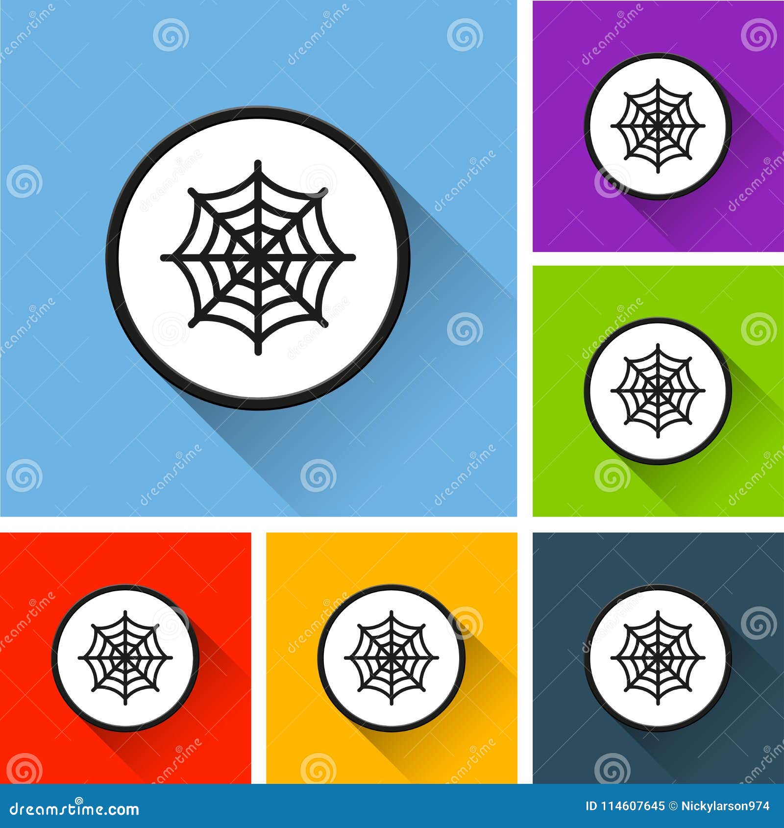 Cobweb Icons with Long Shadow Stock Vector - Illustration of vector ...