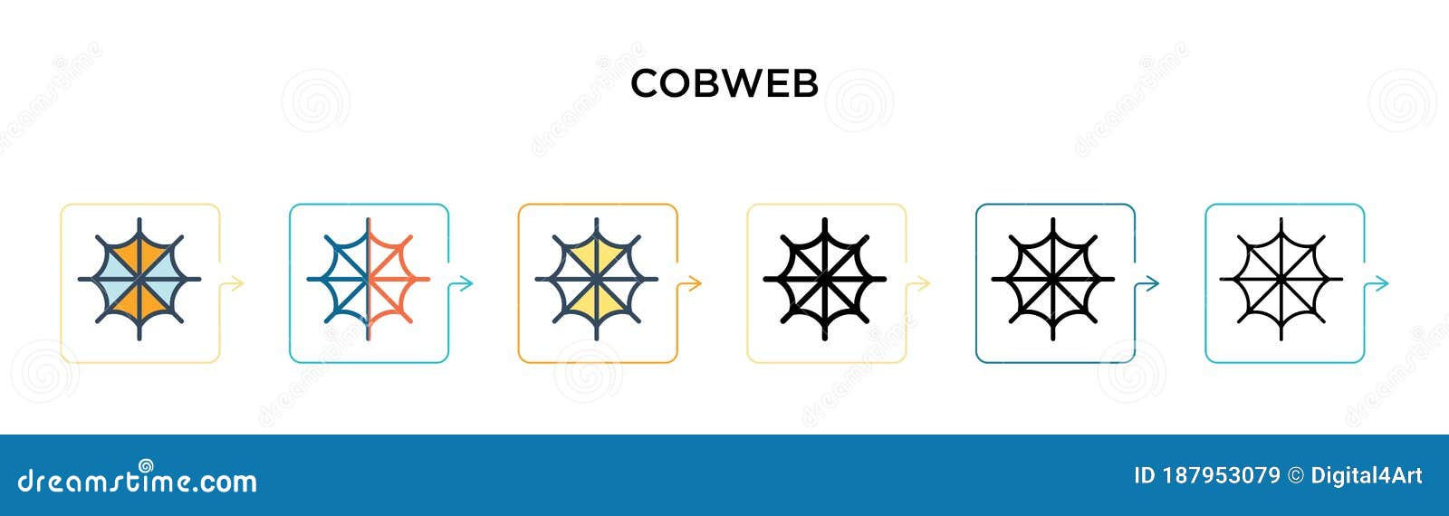 Cobweb Vector Icon in 6 Different Modern Styles. Black, Two Colored ...