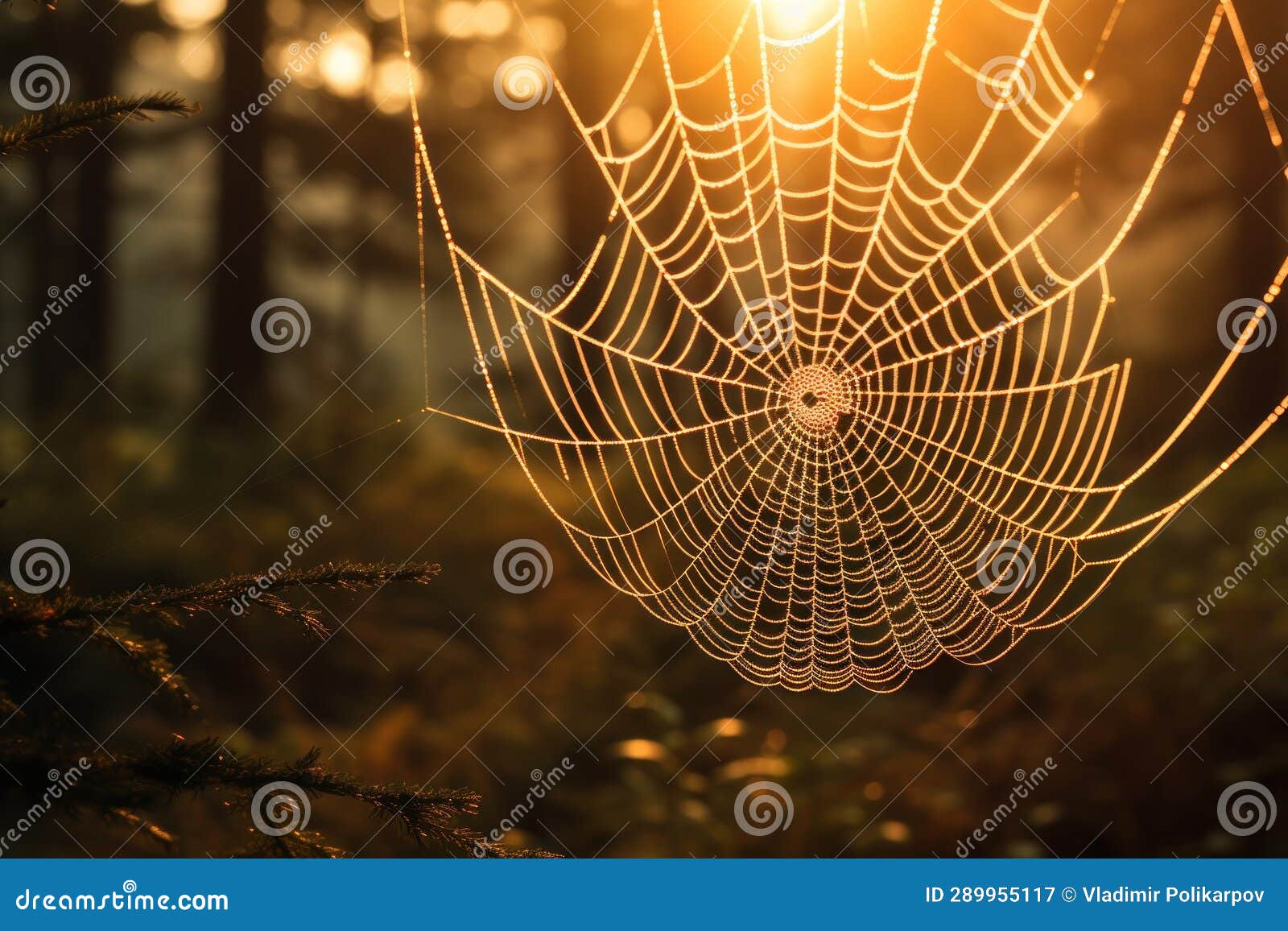 Cobwebs in the Forest at Sunset Stock Image - Image of outdoor, wicker ...