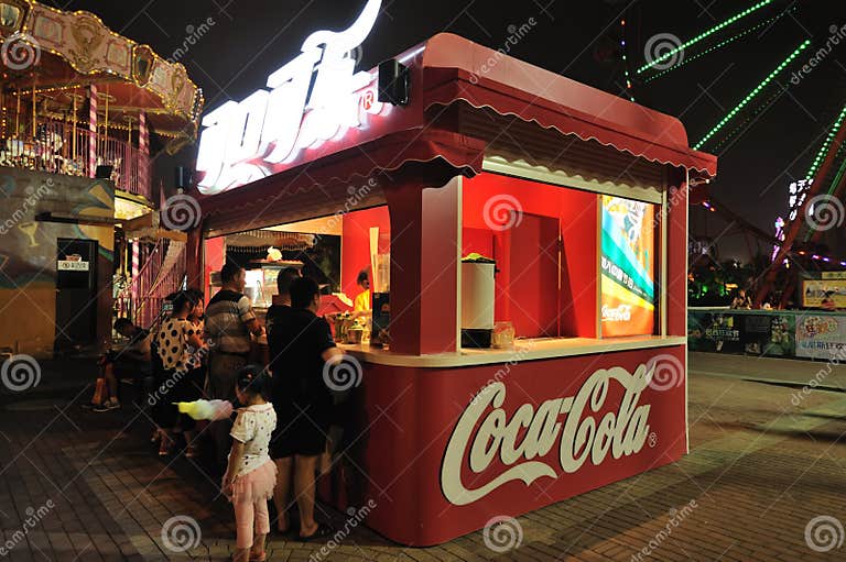 Coca Cola booth in Chengdu editorial image. Image of banner - 27782225