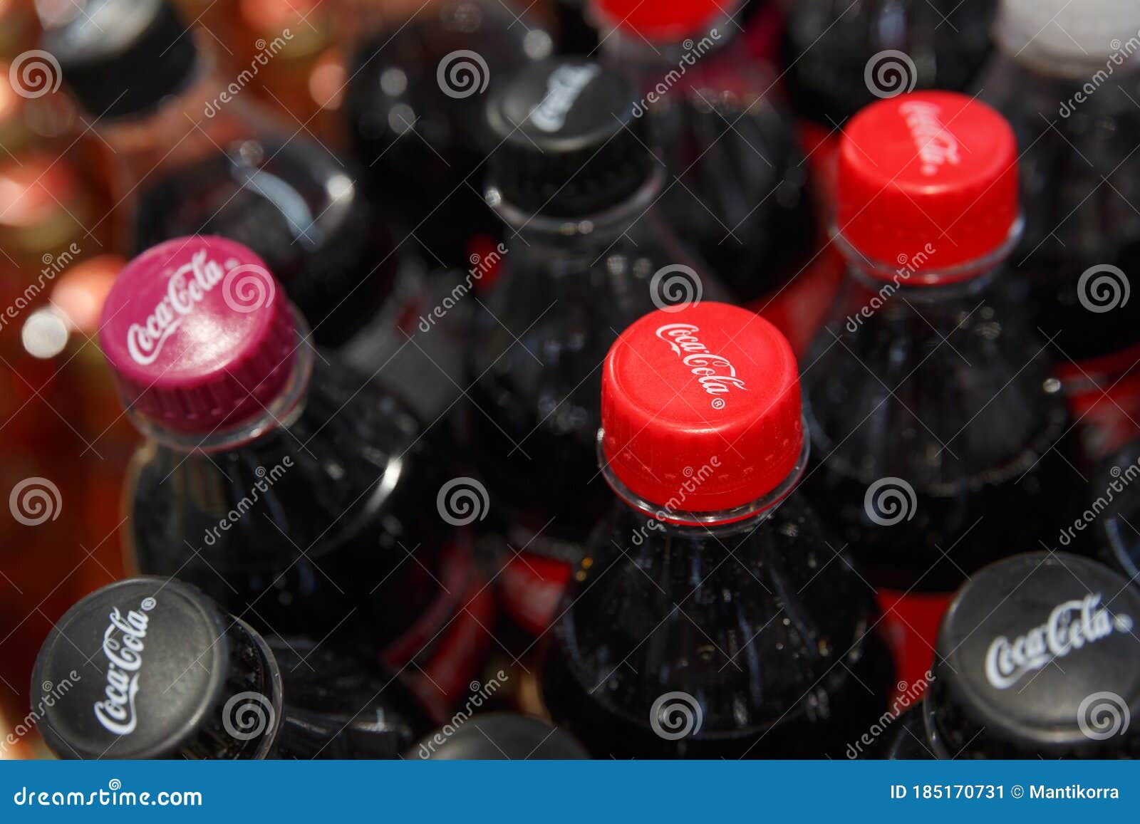 Coca-Cola Bottle Caps, Close Up, Side View Editorial Photo - Image of ...