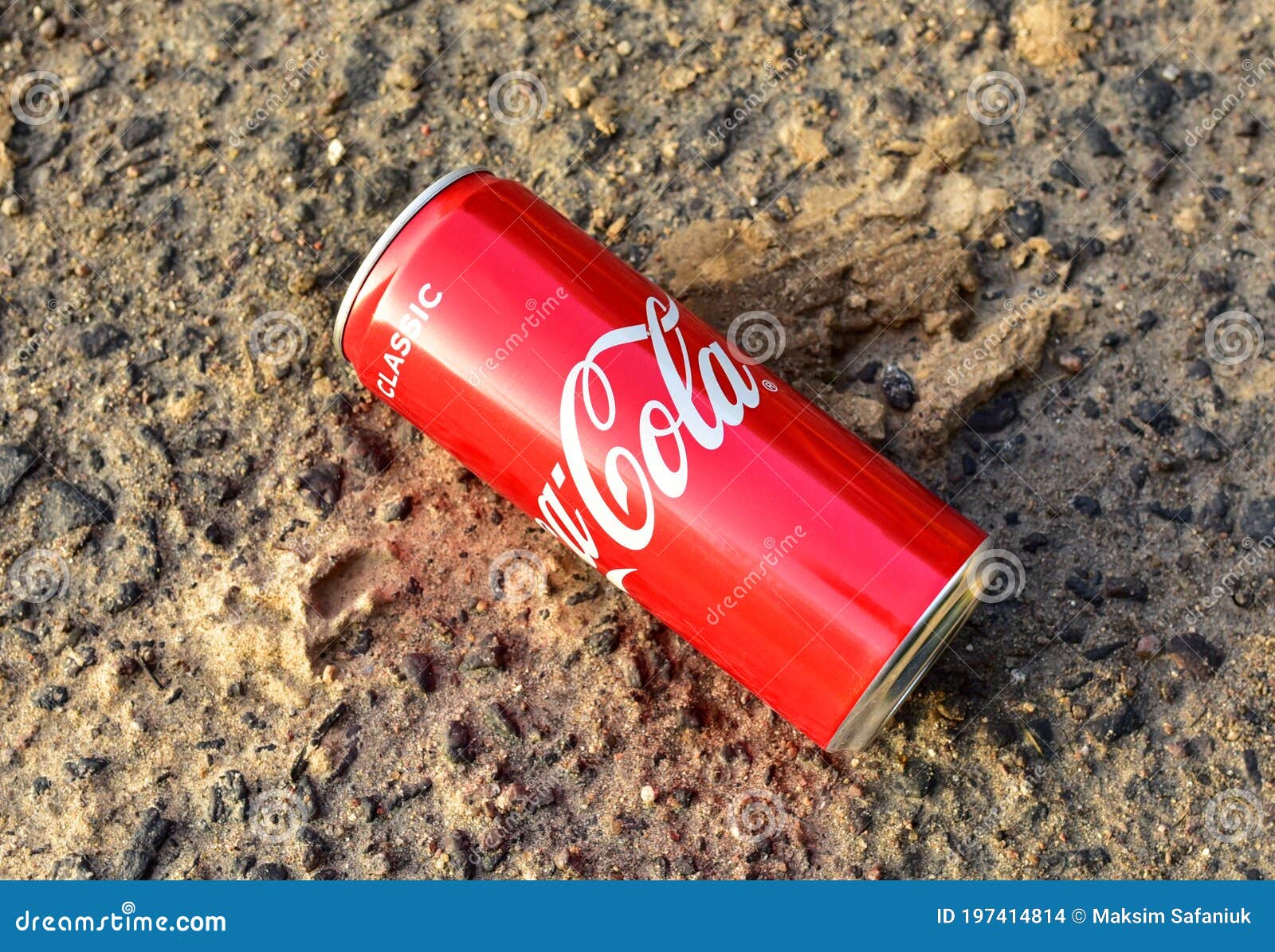 Coca Cola Can on the Ground. Discarded Disposable Coca Cola Can. Empty ...