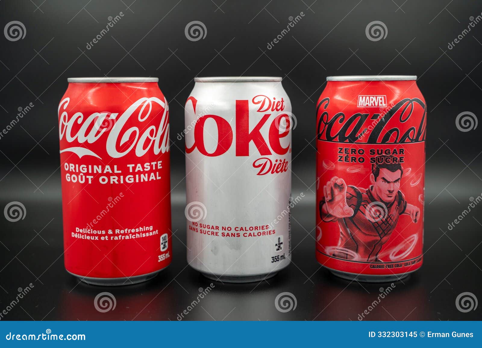 Coca Cola Can Types Black Background Isolated. Editorial Image - Image ...