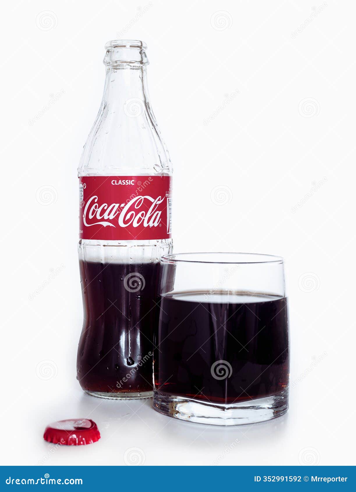 Coca-Cola Classic Opened Bottle with Filled Glass Editorial Photography ...