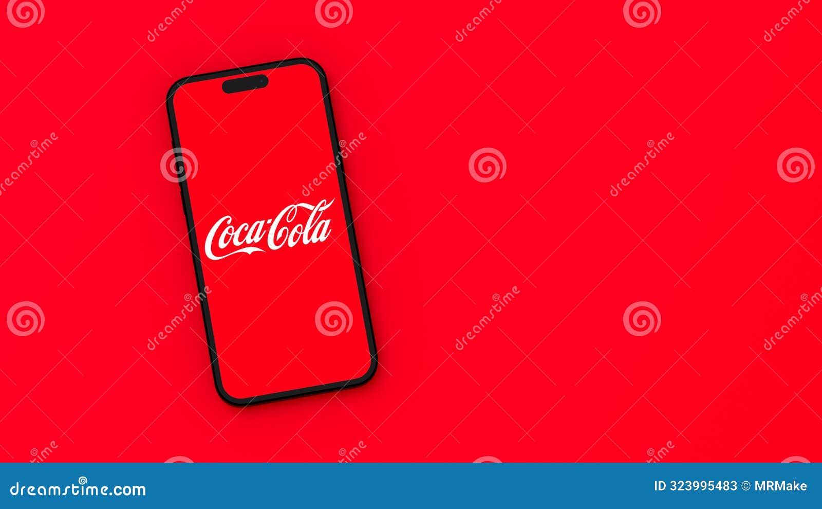 Coca-Cola Logo on Mobile Phone Screen on Red Background with Copy Space ...