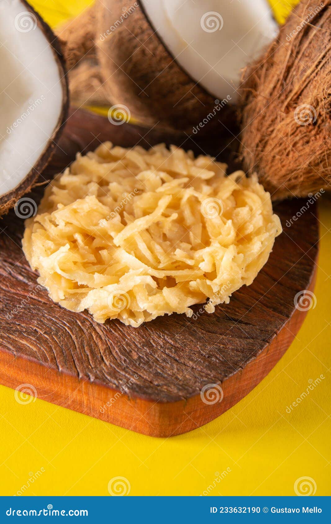 Cocada Coconut Candy on Yellow Background Top View Stock Photo - Image ...