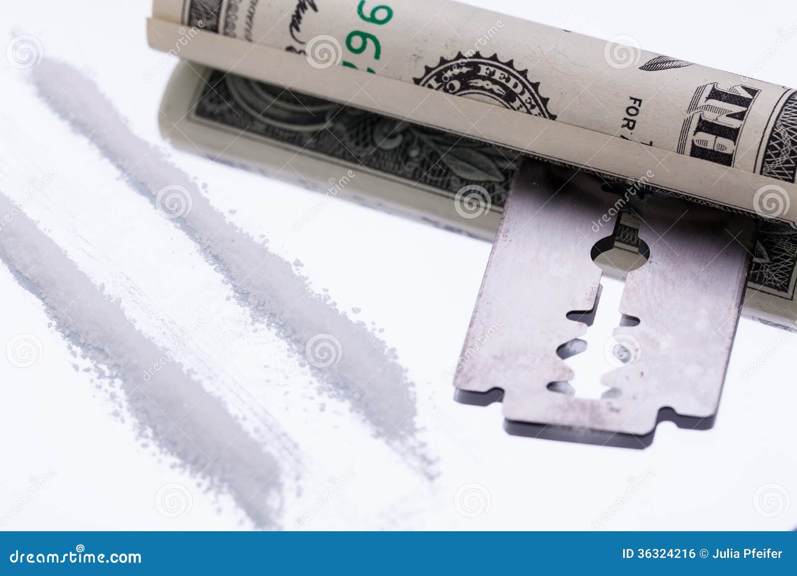 Cocaine Lines on Mirror with Razor Blade Drugs Stock Photo - Image of ...