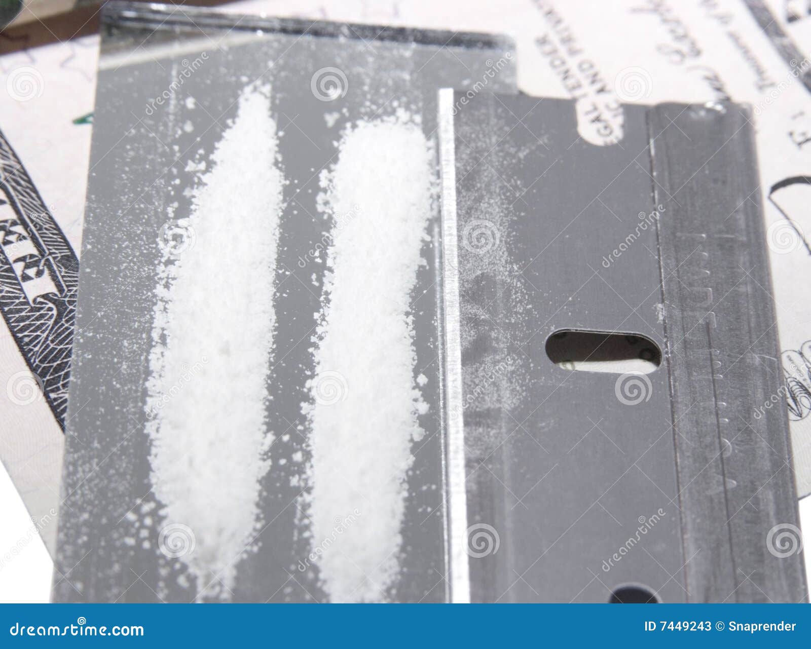 Cocaine lines with razor stock image. Image of drugs, lines - 7449243