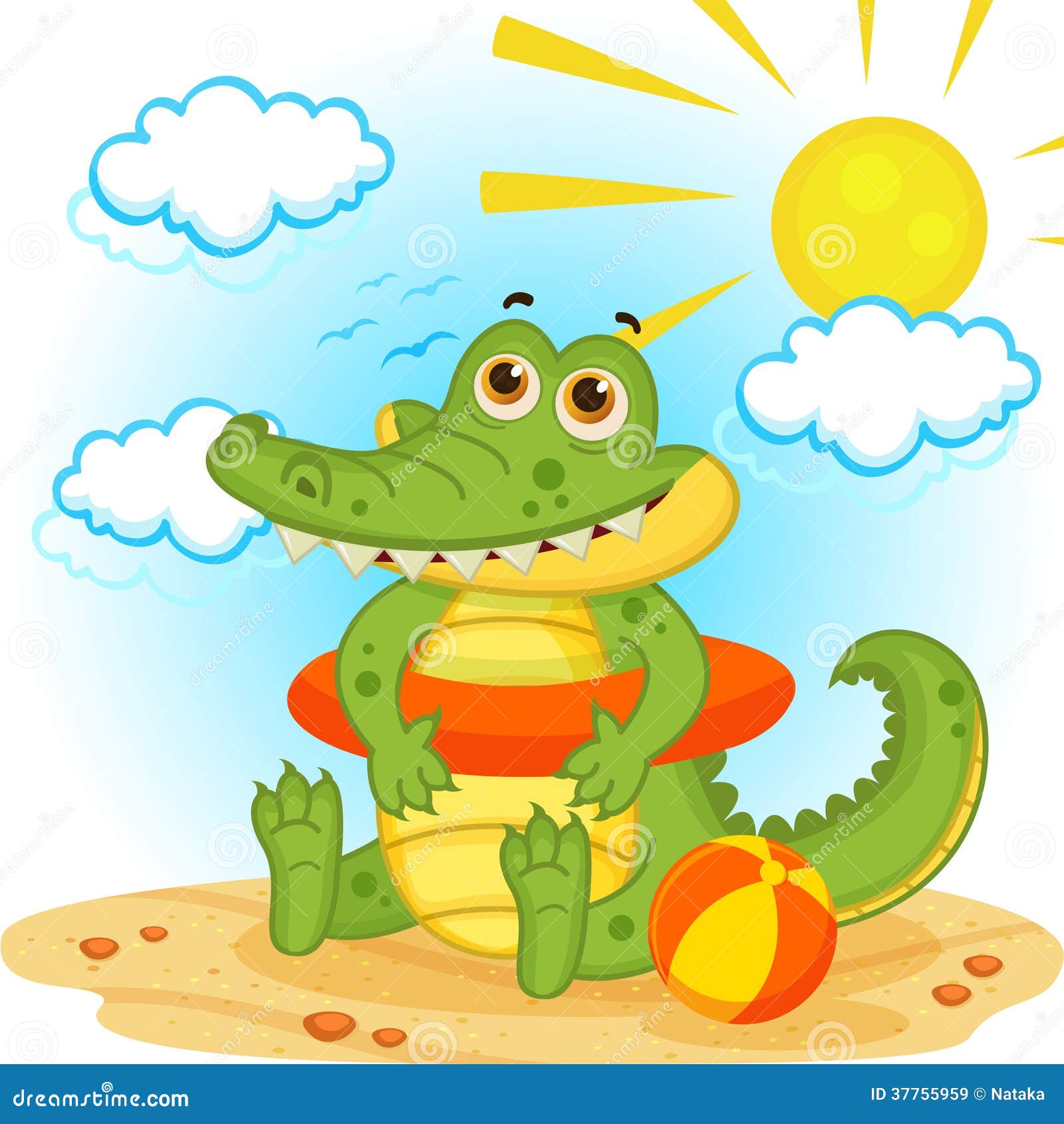 Coccodrillo sulla spiaggia illustrazione vettoriale. Illustrazione di ...
