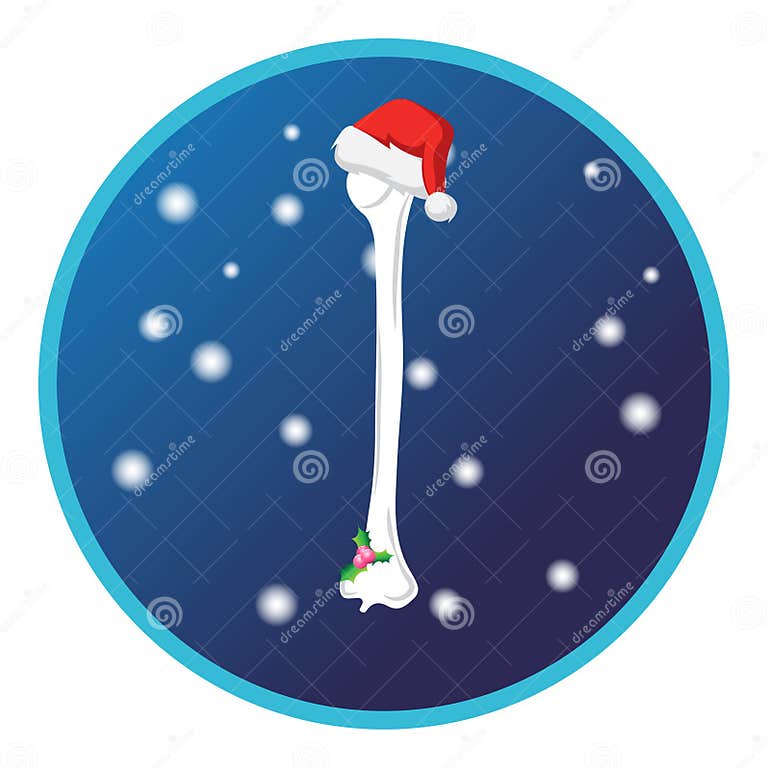 Humerus Bone and Christmas Cap, Snow. Vector Flat Design for Radiology ...