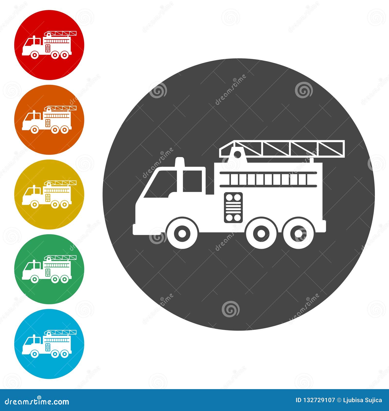Coche De Bomberos, Icono Del Parque De Bomberos Ilustración del Vector ...