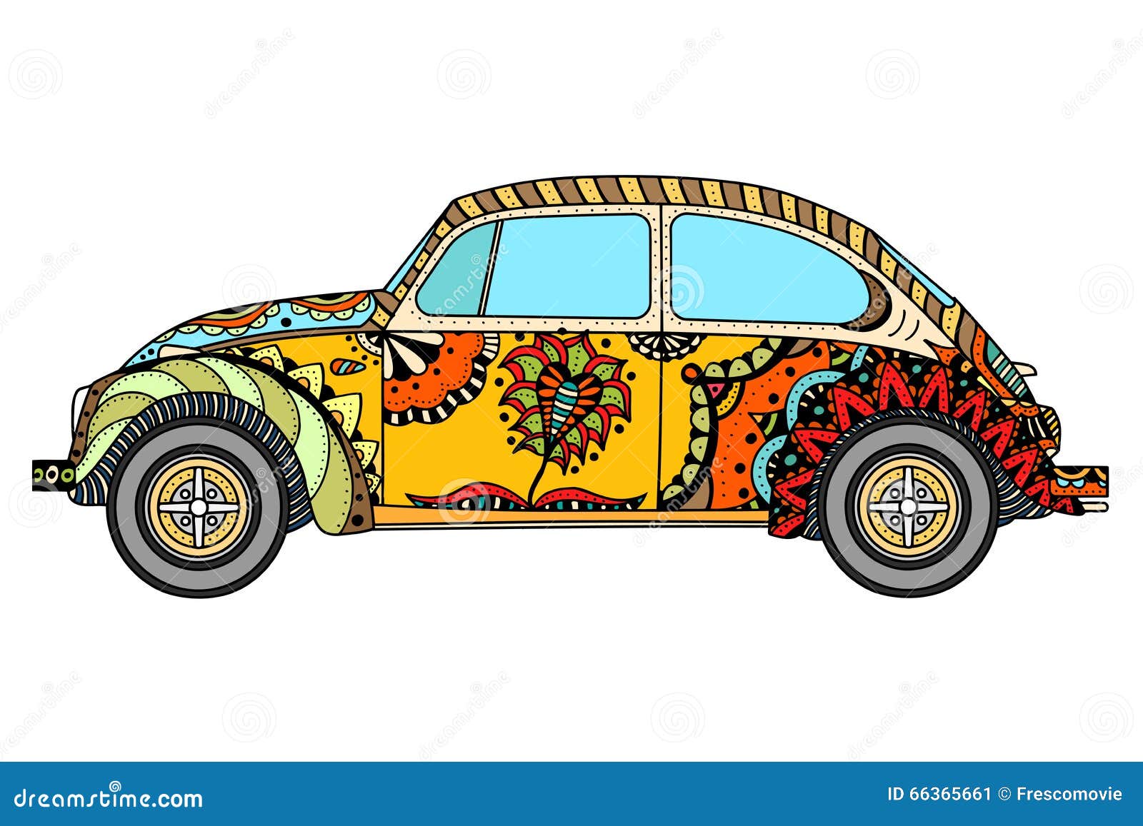 Coche Del Vintage En Zentangle Ilustración del Vector - Ilustración de ...