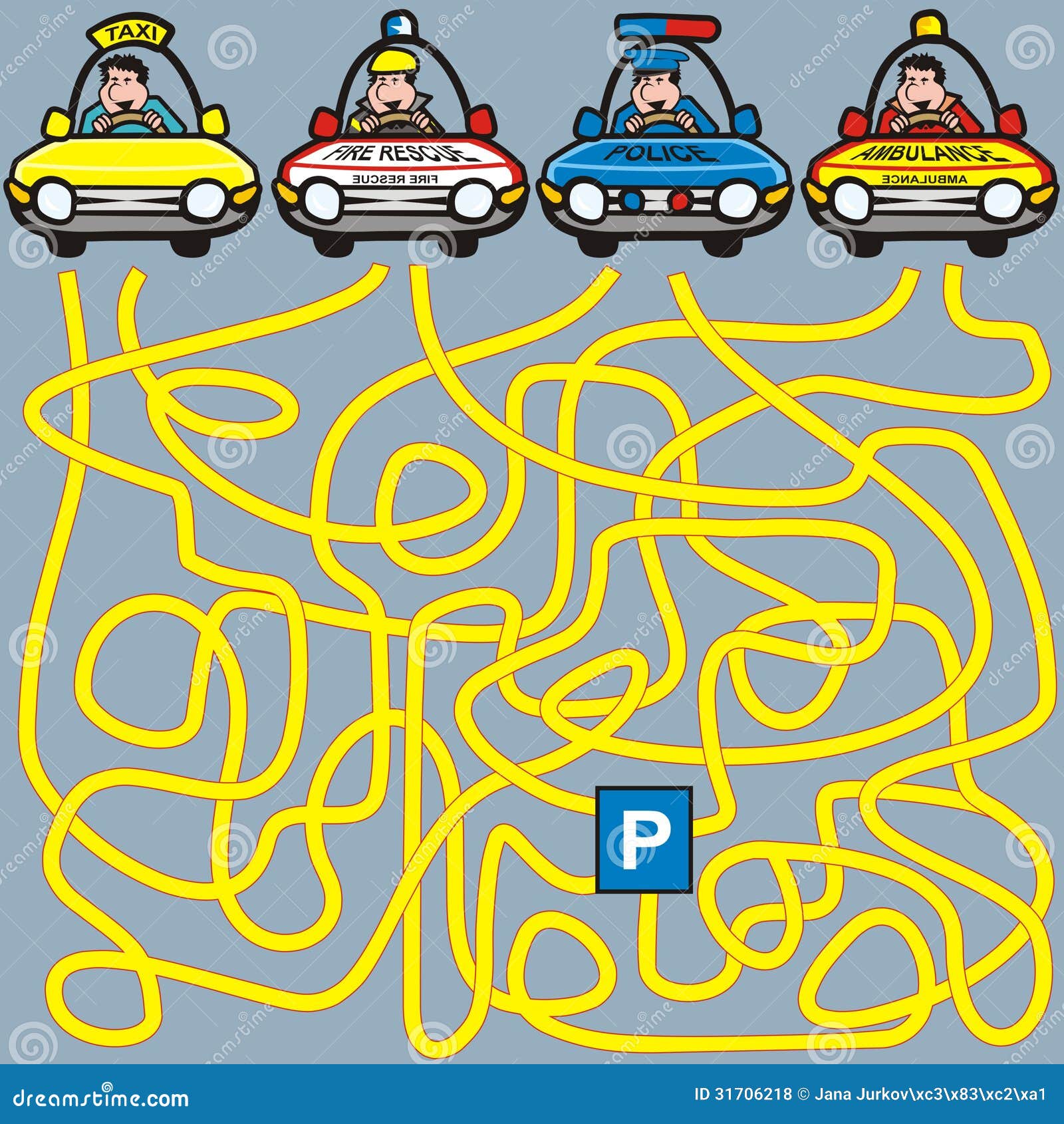 Coche-laberinto ilustración del vector. Ilustración de ambulancia ...