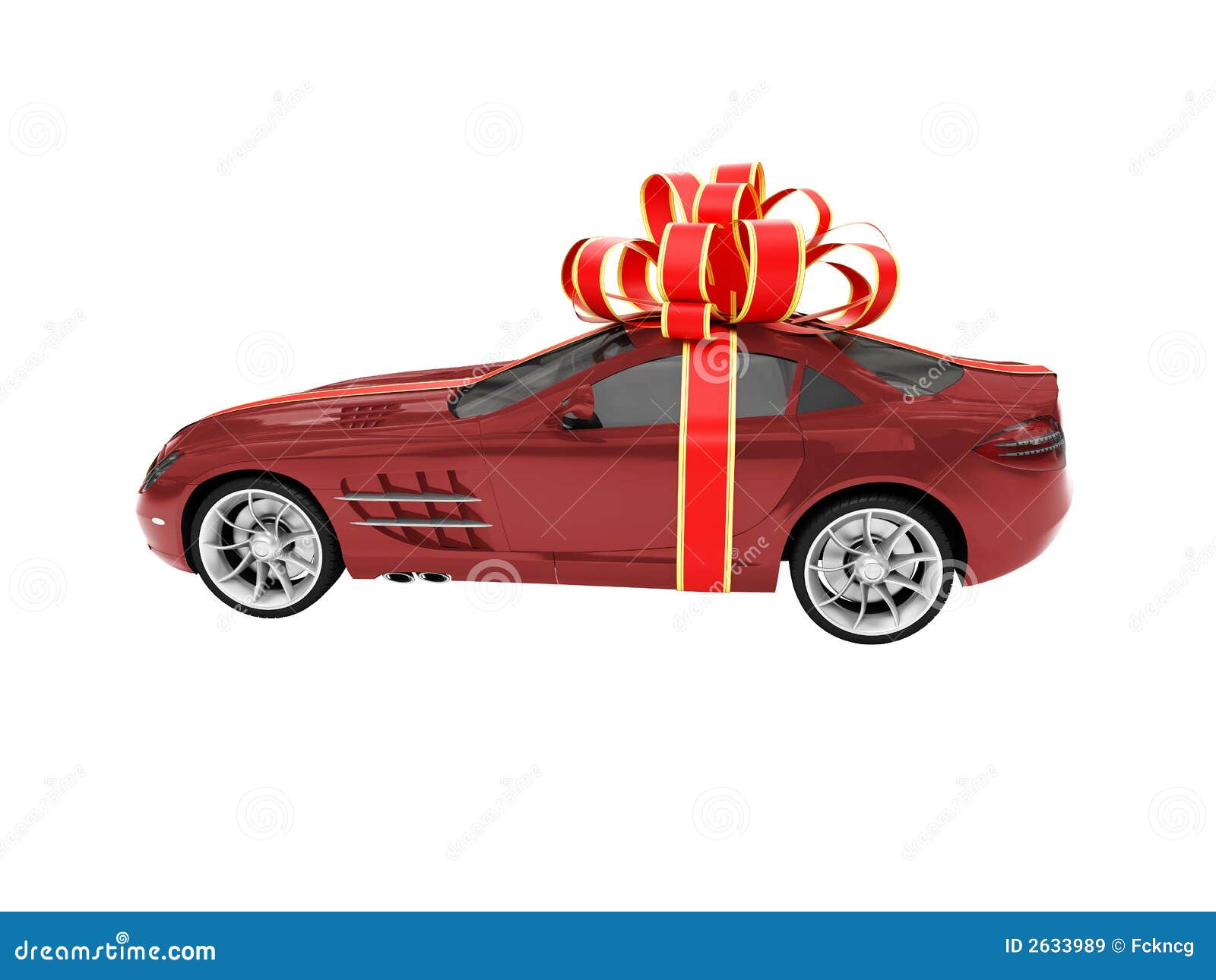 Coche rojo aislado regalo stock de ilustración. Ilustración de objeto ...