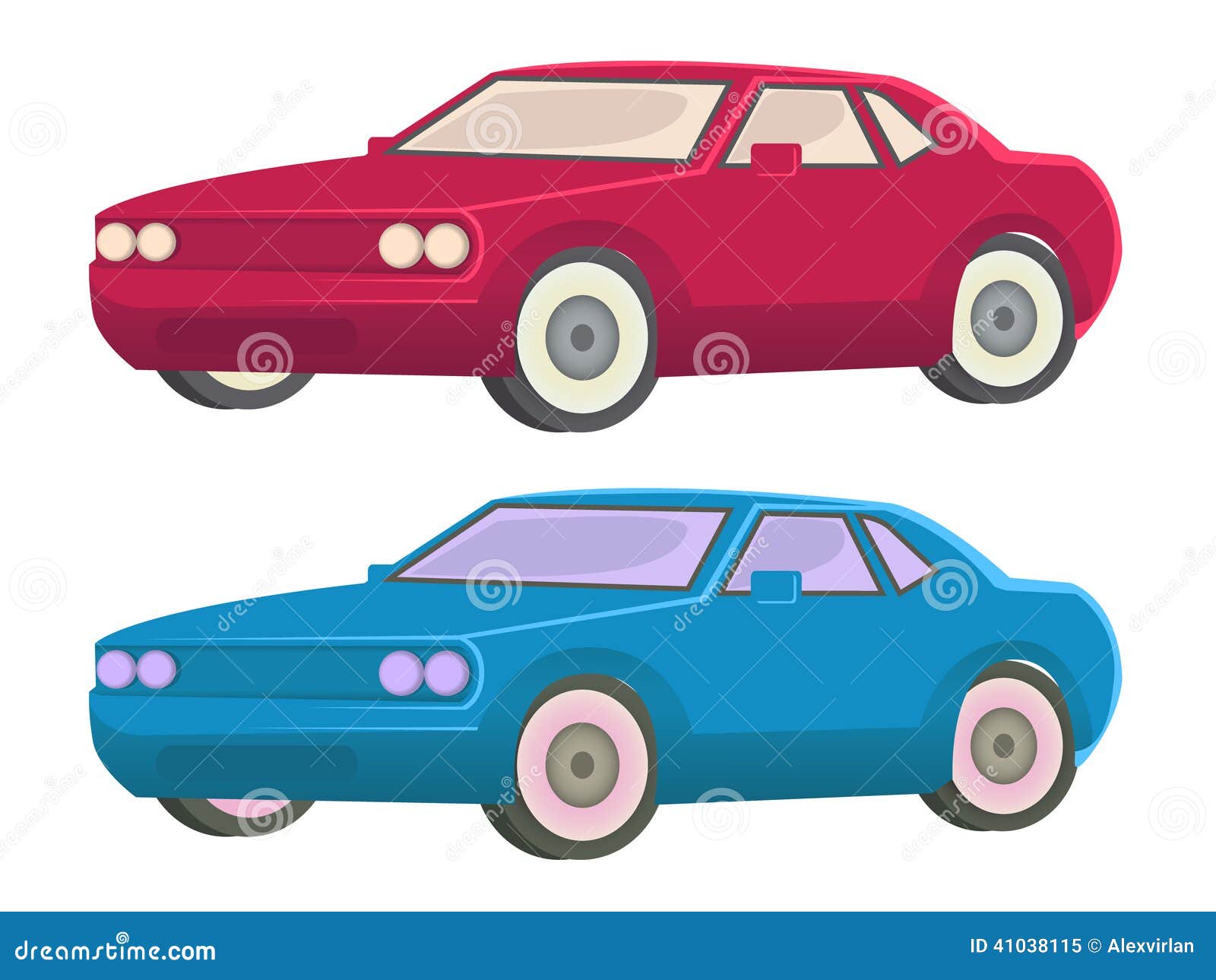 Coche Rojo Y Ejemplo Azul Del Coche Ilustración del Vector ...