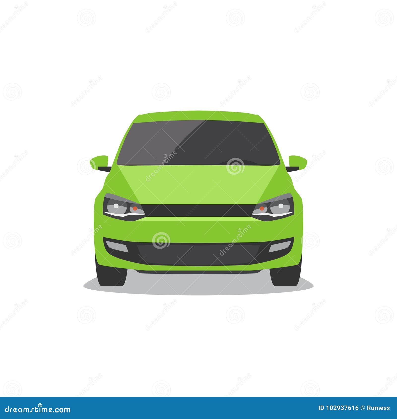 Coche Verde Del Vector Front View Ilustración del Vector - Ilustración ...