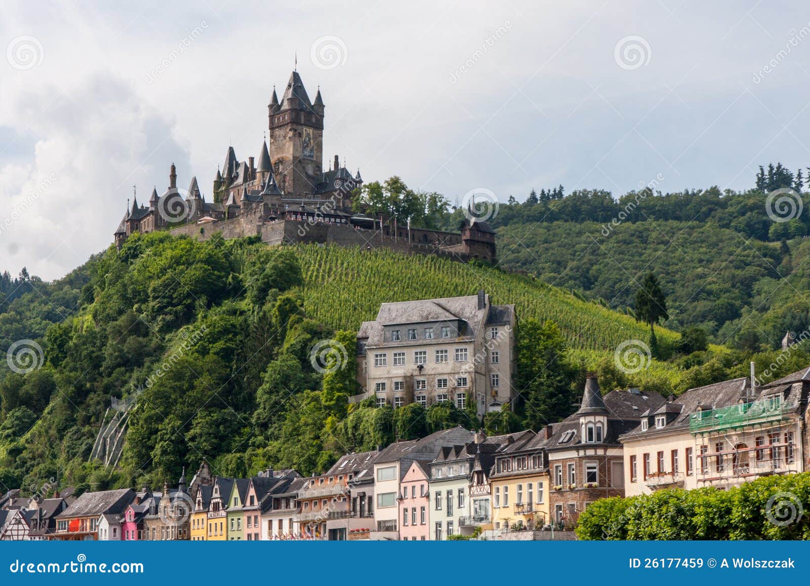 Cochem Castle stock image. Image of blue, autumn, bridge - 26177459