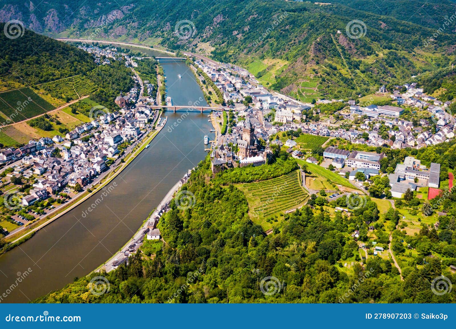 Cochem Town Aerial View, Germany Stock Image - Image of tourism ...