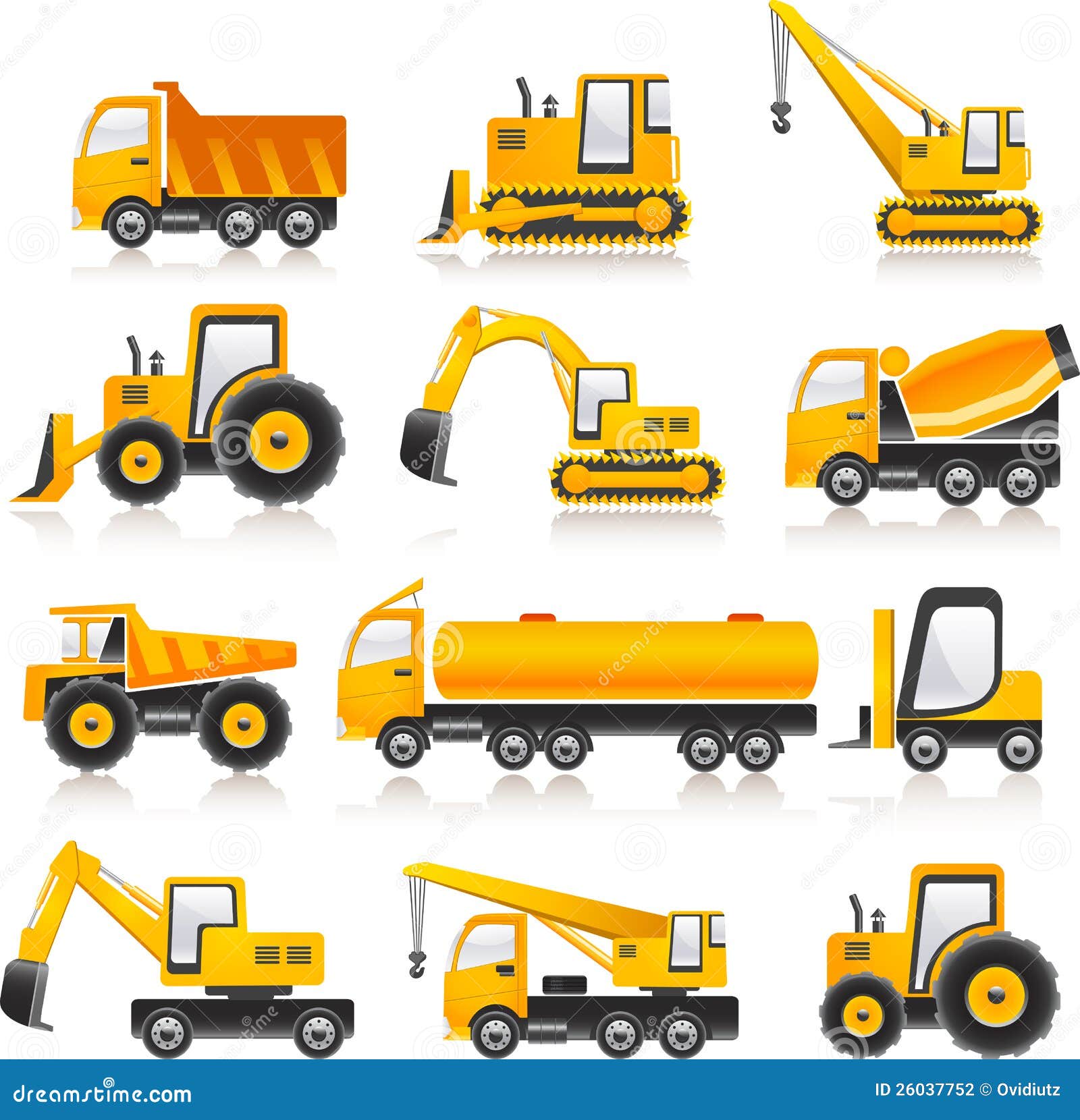 Coches Concretos De La Construcción Ilustración del Vector ...