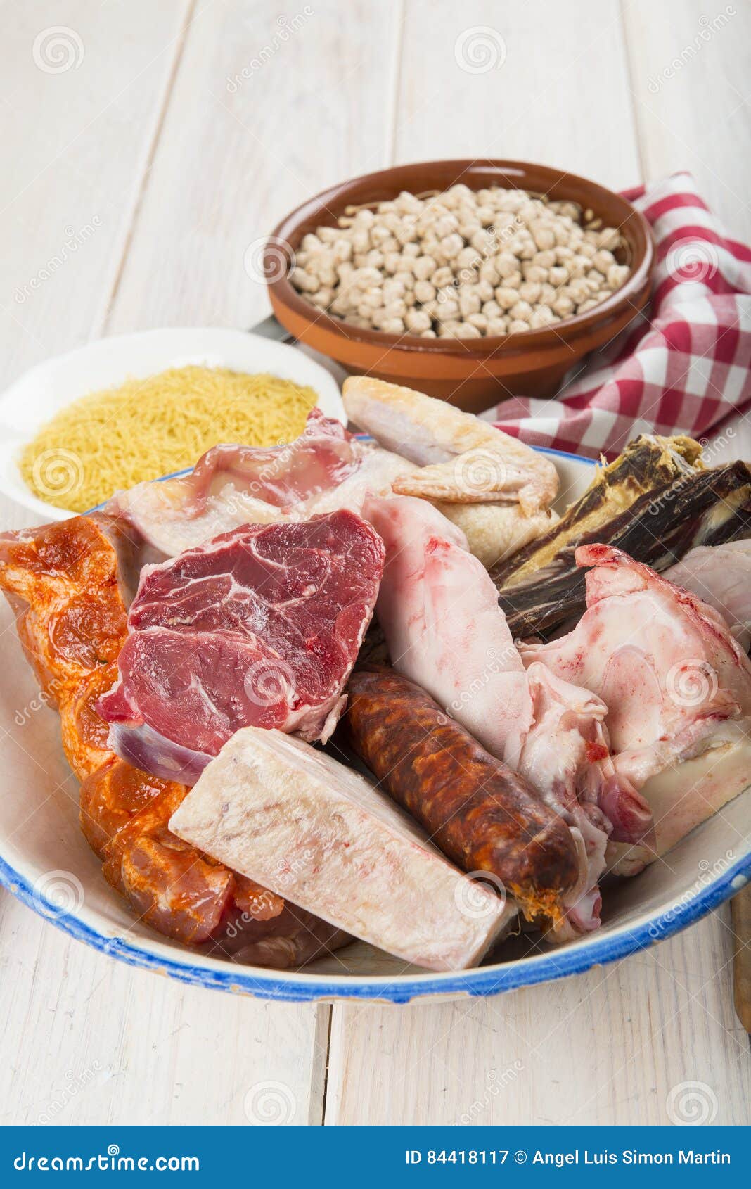Cocido a Spanish Stew with Assortment of Meat and Chikpeas Stock Image ...