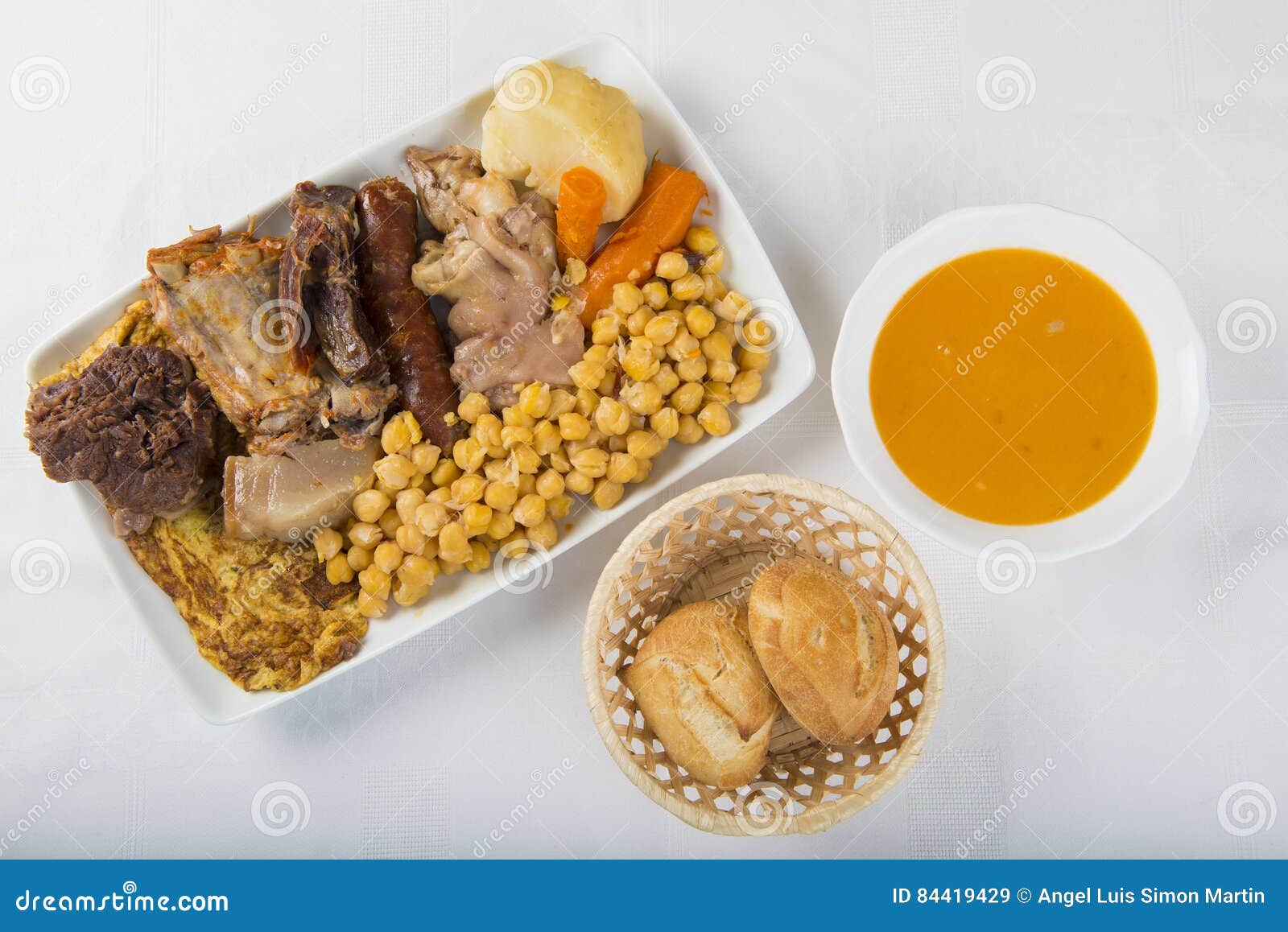 Cocido a Spanish Stew with Assortment of Meat and Chikpeas Stock Image ...