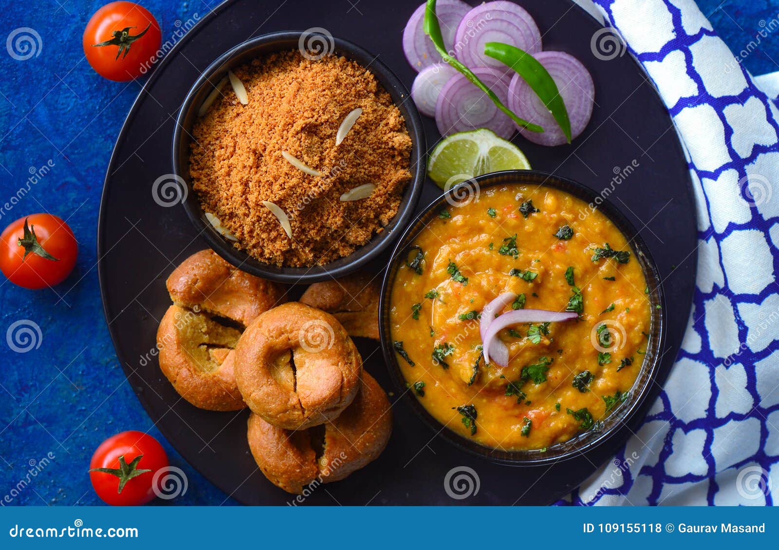 Cocina Del Churma-Rajasthani Del Baati Del Dal Foto de archivo - Imagen ...