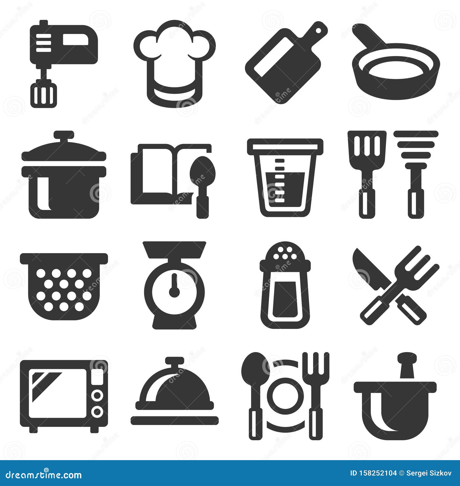 Cocina E Iconos De Cocina En Fondo Blanco. Vector Ilustración del ...