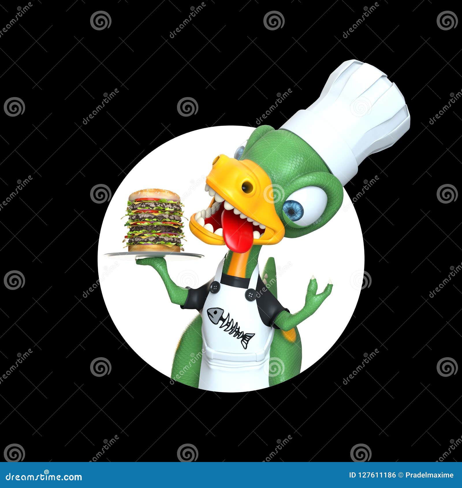 Cocinero Divertido Del Dinosaurio Stock de ilustración - Ilustración de ...