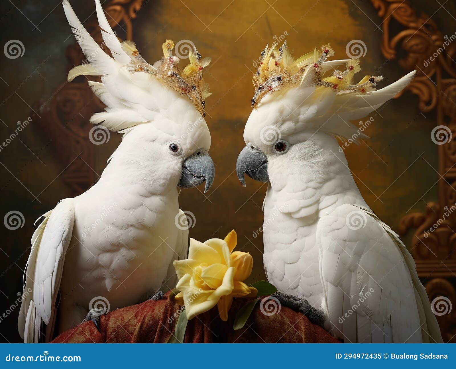 Cockatoo and Crown Made with Generative AI Illustration Stock ...