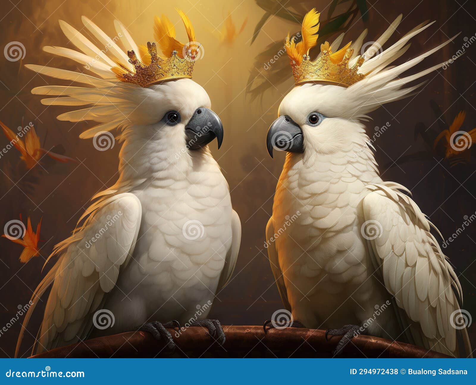 Cockatoo and Crown Made with Generative AI Illustration Stock ...