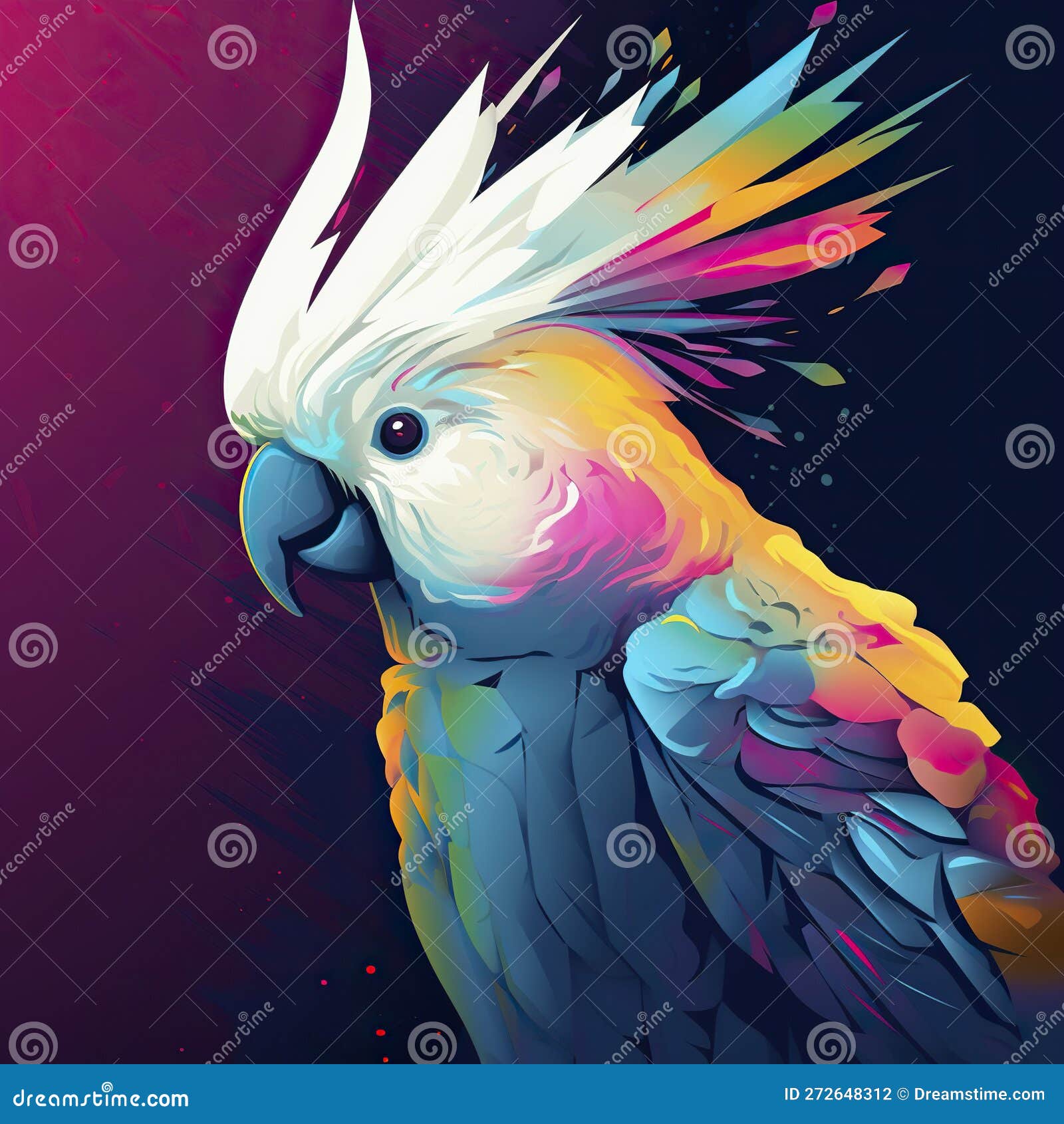 Cockatoo in Neon Colors. Generative AI Stock Illustration ...