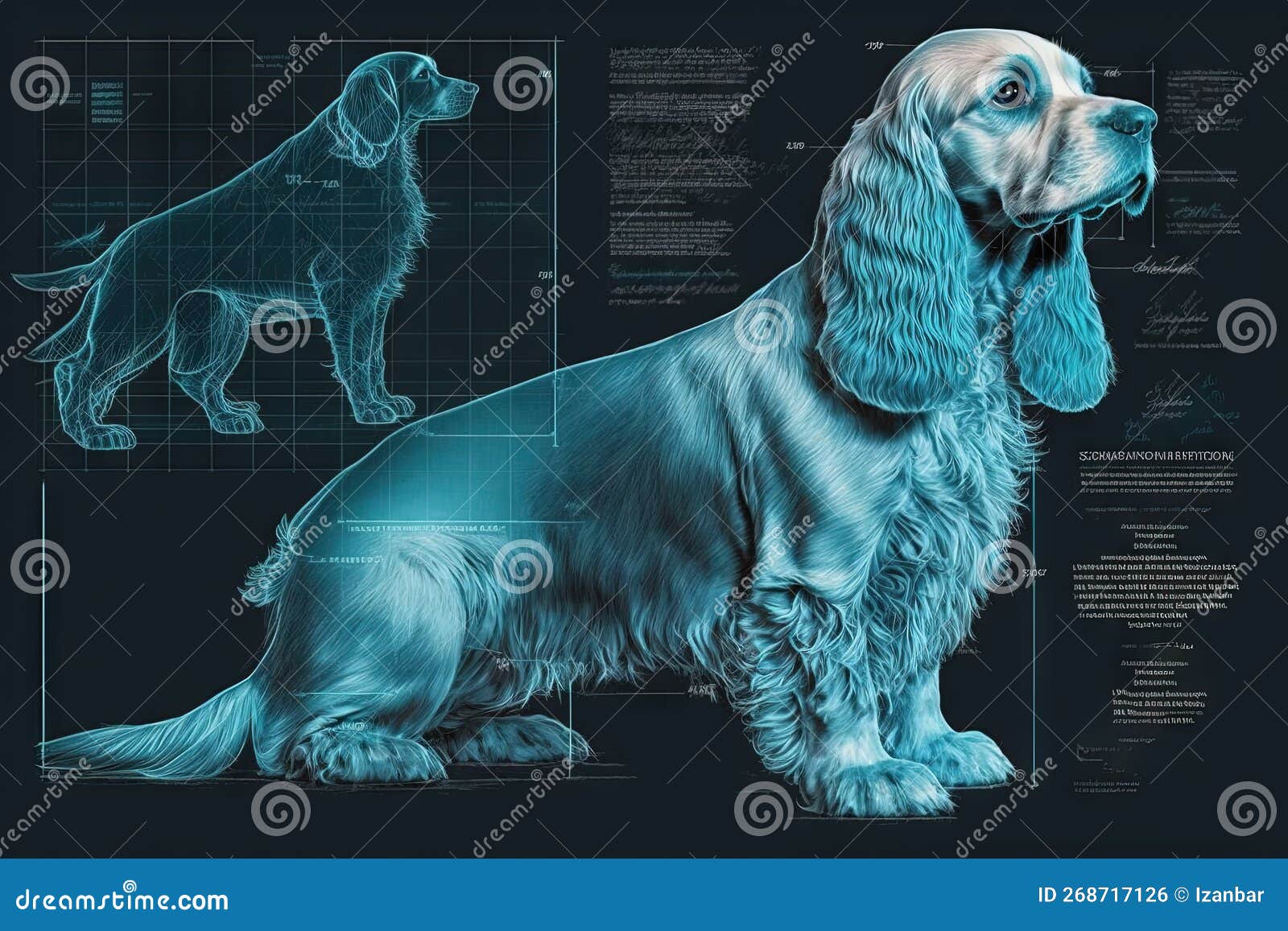 Cocker Spaniel Dog Blueprint Illustration Generative Ai Stock ...