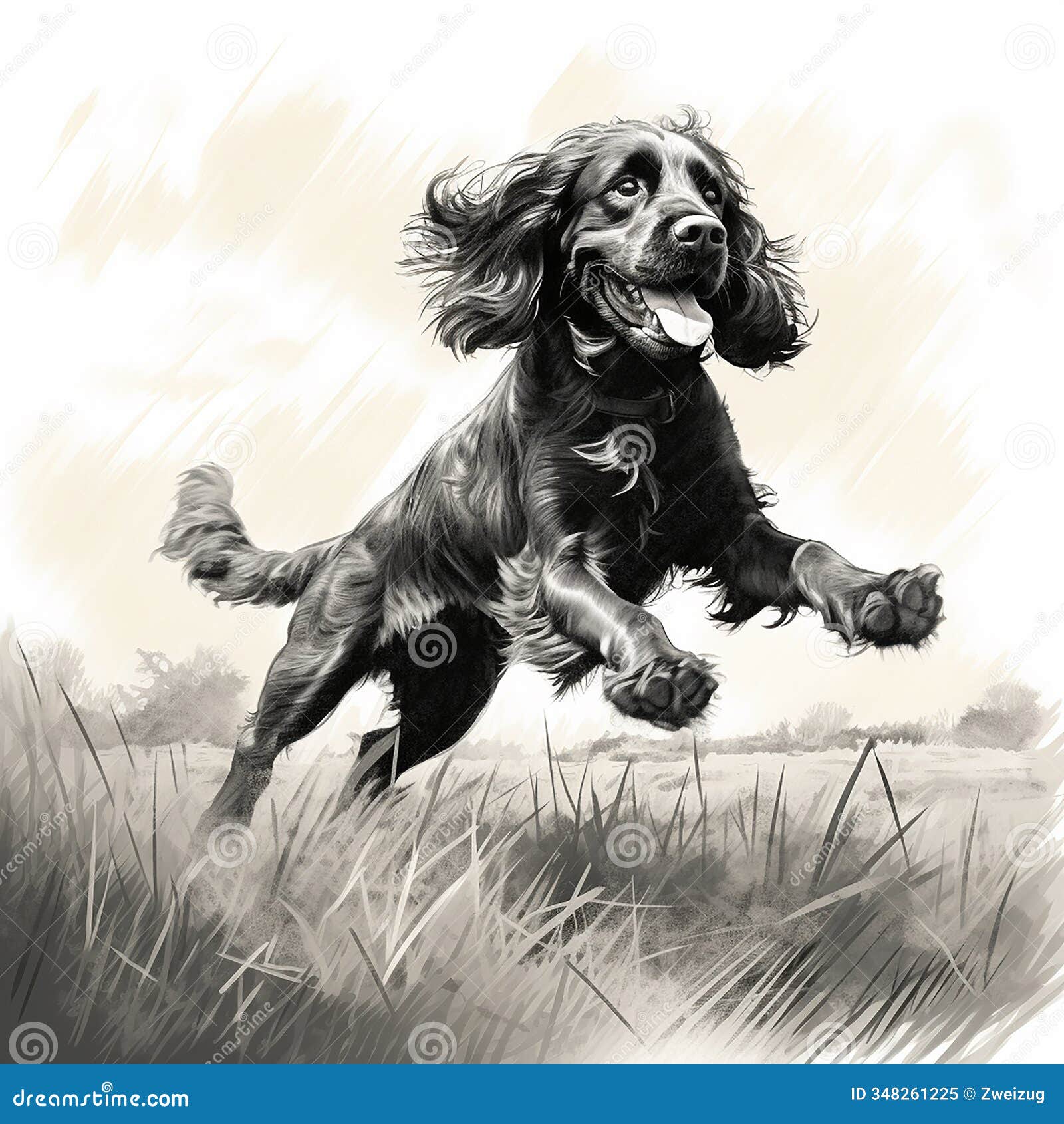 Cocker Spaniel Dog Portrait Sketch, Drawing Royalty-Free Stock Image ...