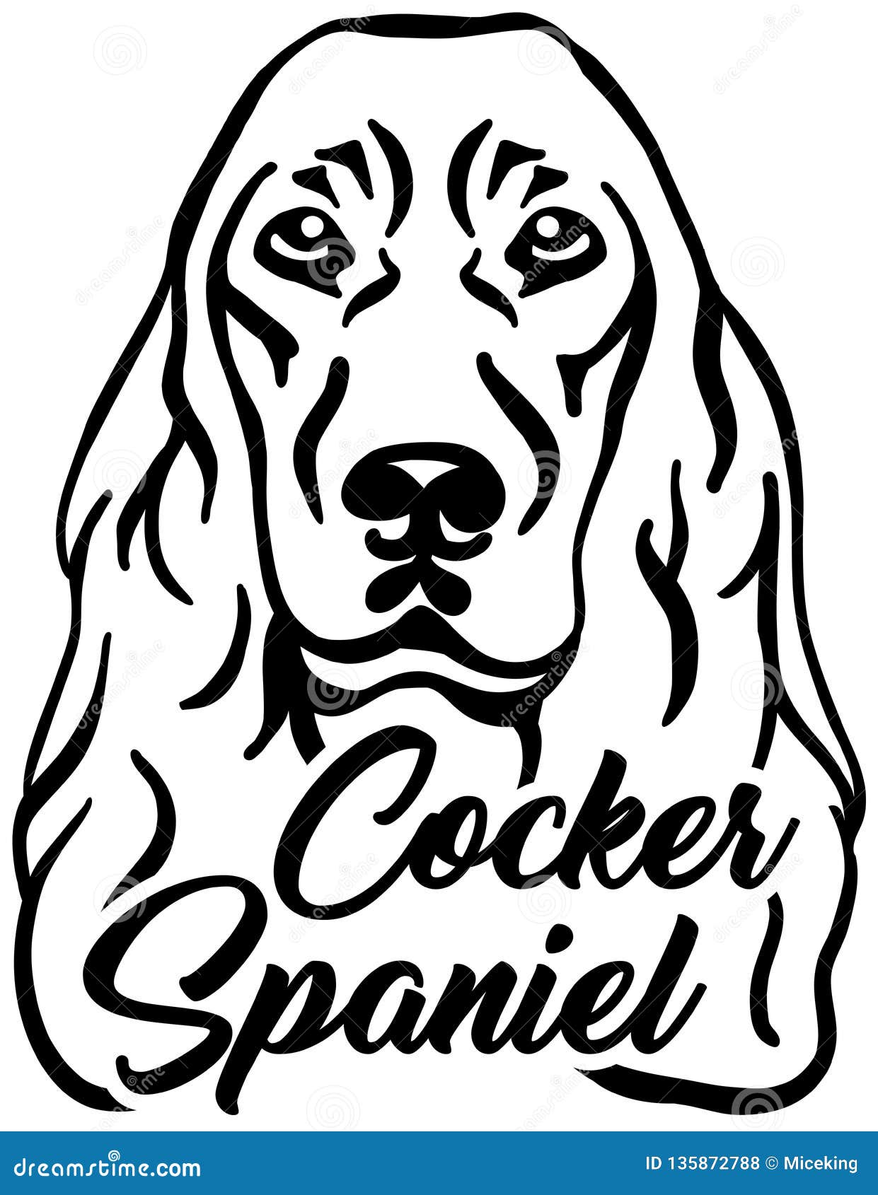 Cocker Spaniel Head with Name Stock Vector - Illustration of puppy ...