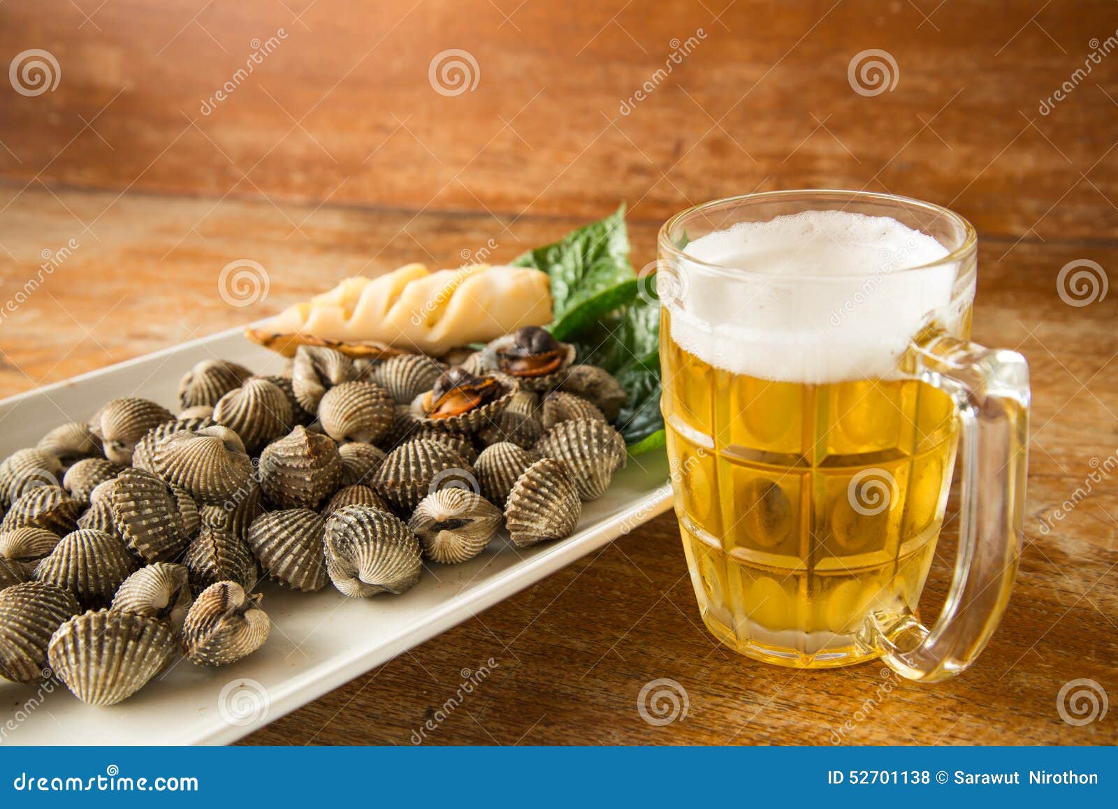 Cockle Burnt and Cold Beer. Stock Photo - Image of background, fresh ...