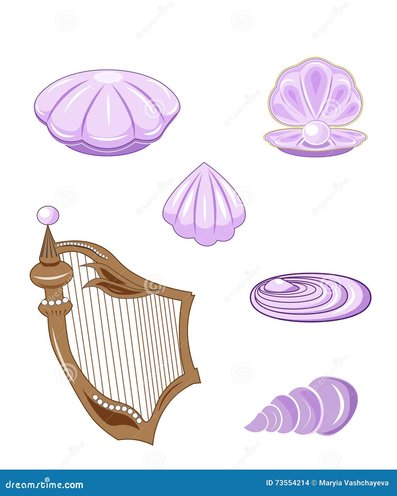 Cockleshell set stock vector. Illustration of mollusk - 73554214